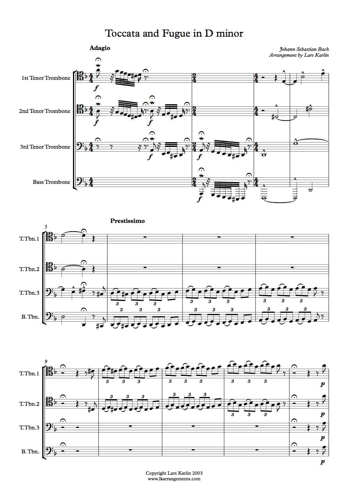Toccata and Fugue in D-minor – J.S.Bach - LK Arrangements